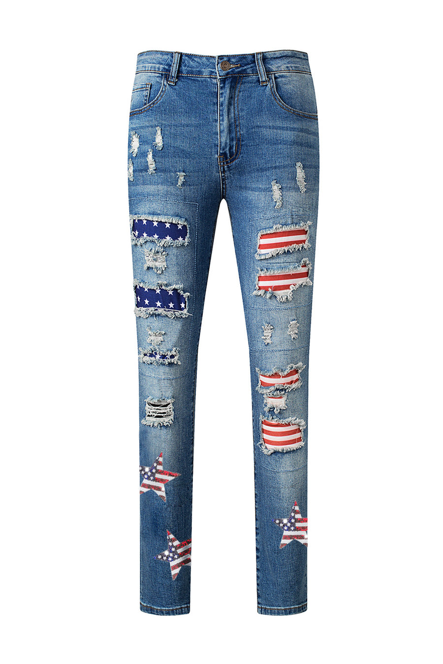 American Flag Star Graphic Straight Jeans – ModeShe